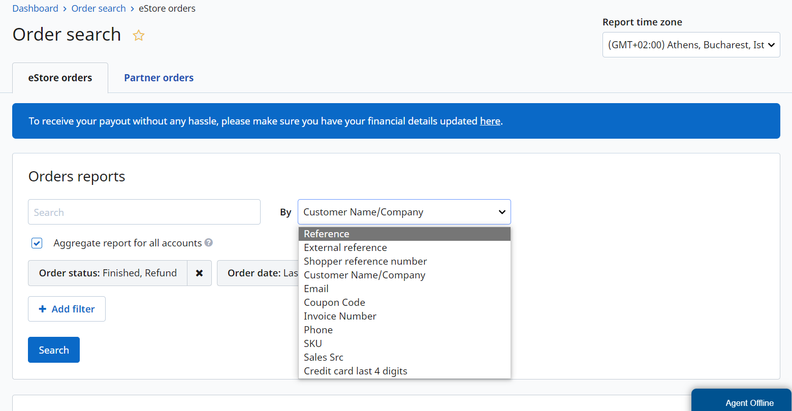Order search | Documentation | 2Checkout